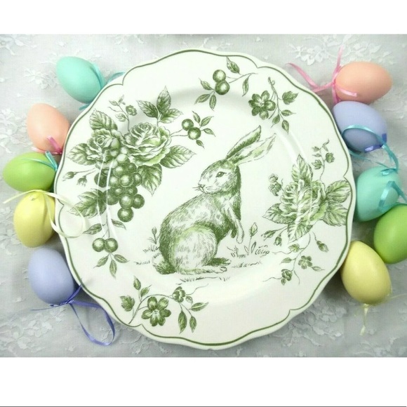 Maxcera | Dining | Set Of 4 Maxcera Easter Bunny Green Toile Dinner ...